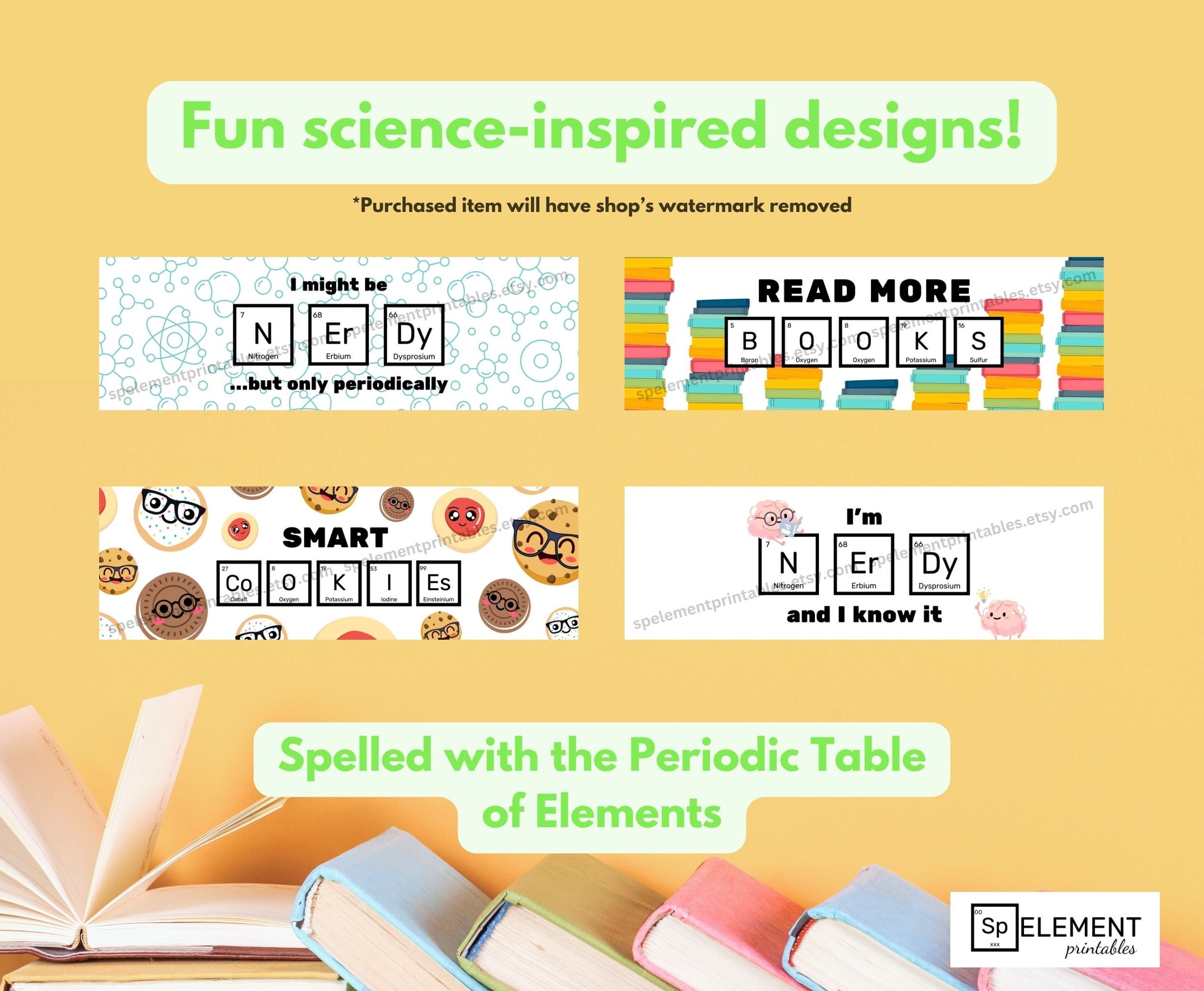 Science Inspired Bookmarks PRINTABLE (bundle of 4) // Periodic Table ...