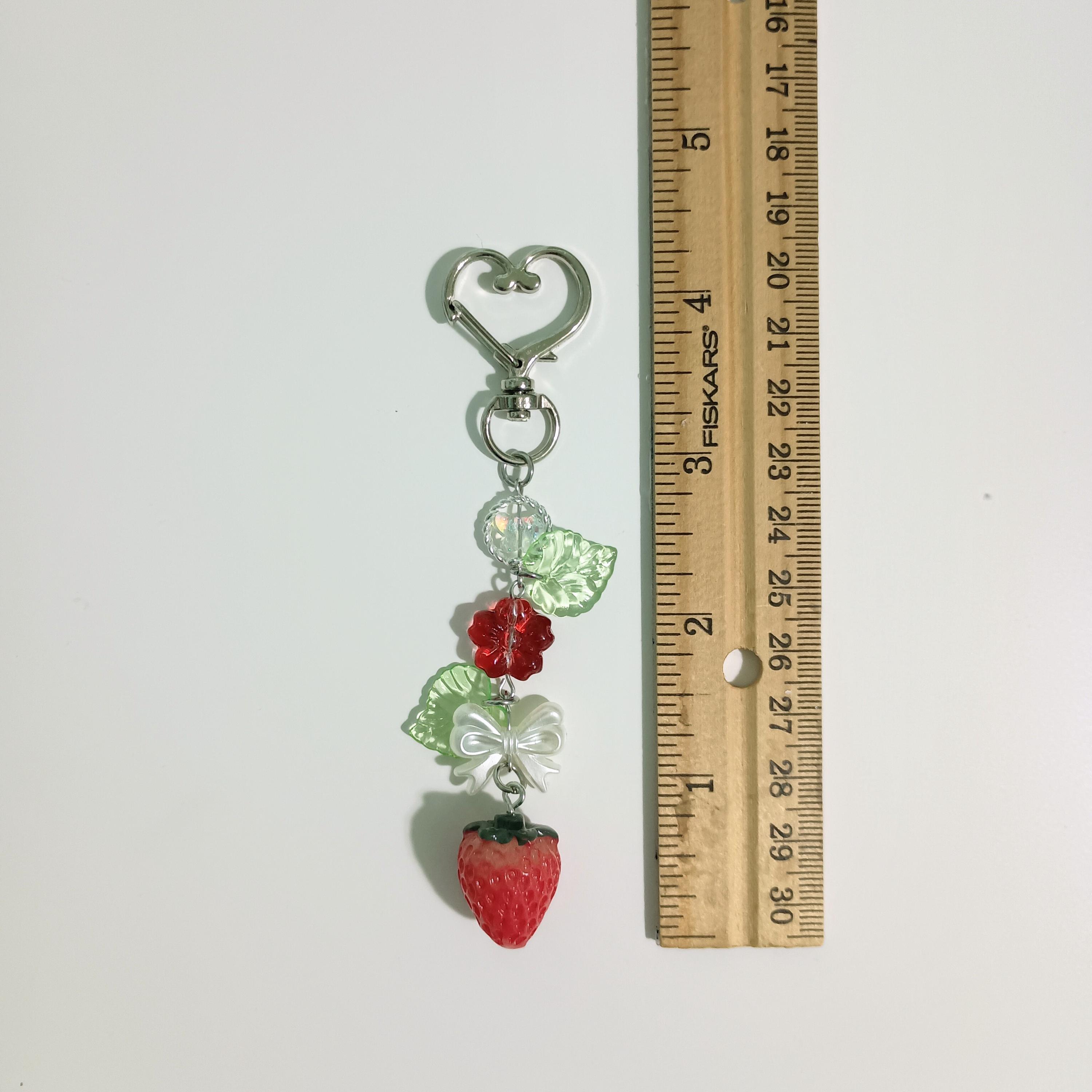 Cute Strawberry Bow Keychain - Etsy