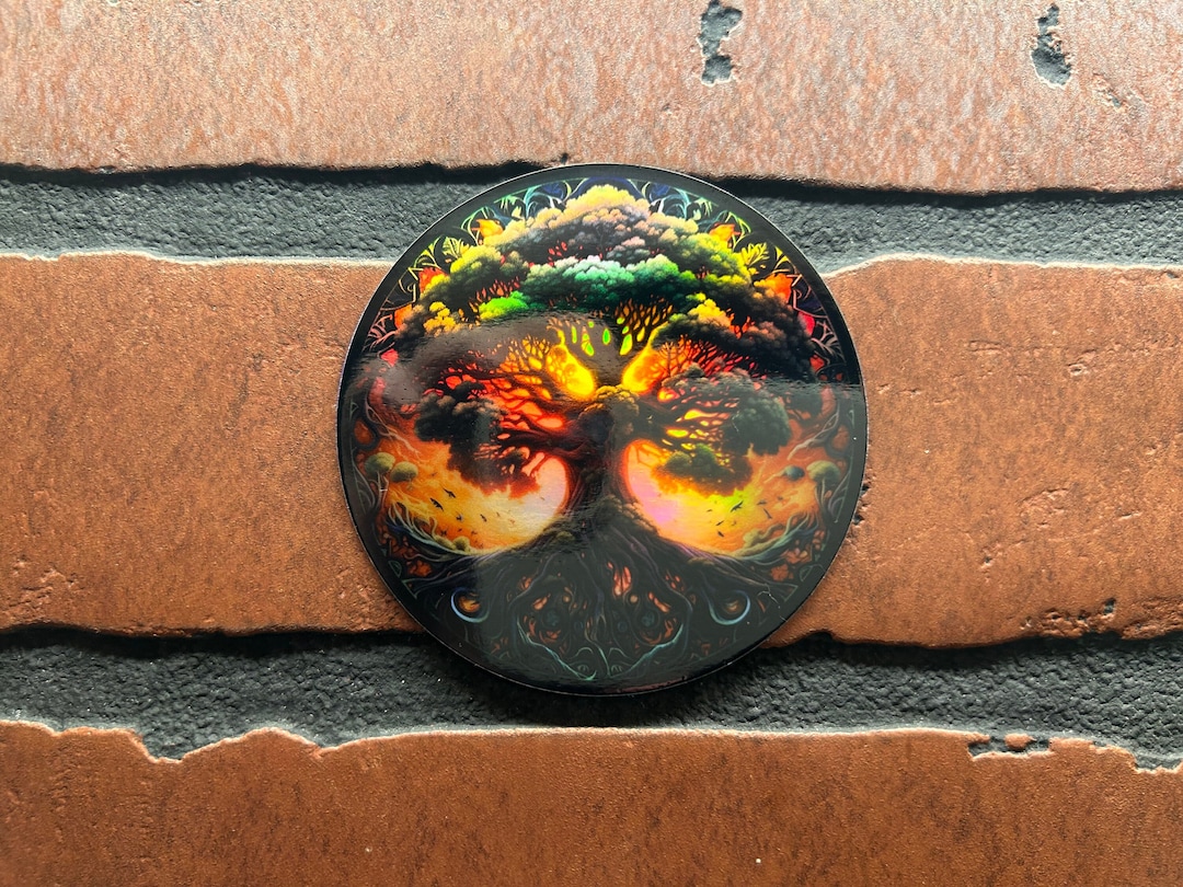 Fiery Tree of Life Holographic Vinyl Sticker - Etsy