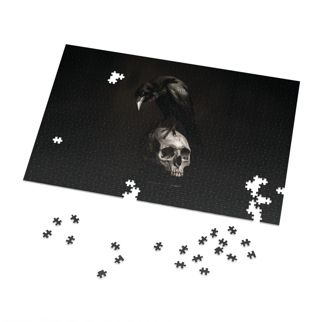 Raven and Skull Jigsaw Puzzle, 1000 Piece Jigsaw Puzzle, Gothic Raven ...