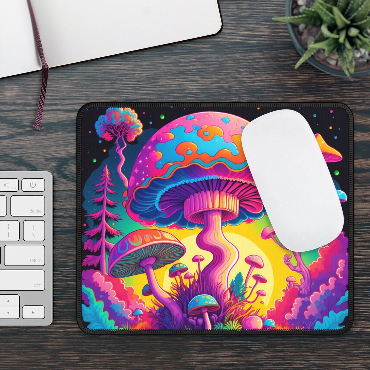Trippy Psychedelic Gaming Mushroom Mousepad Colorful Neon - Etsy