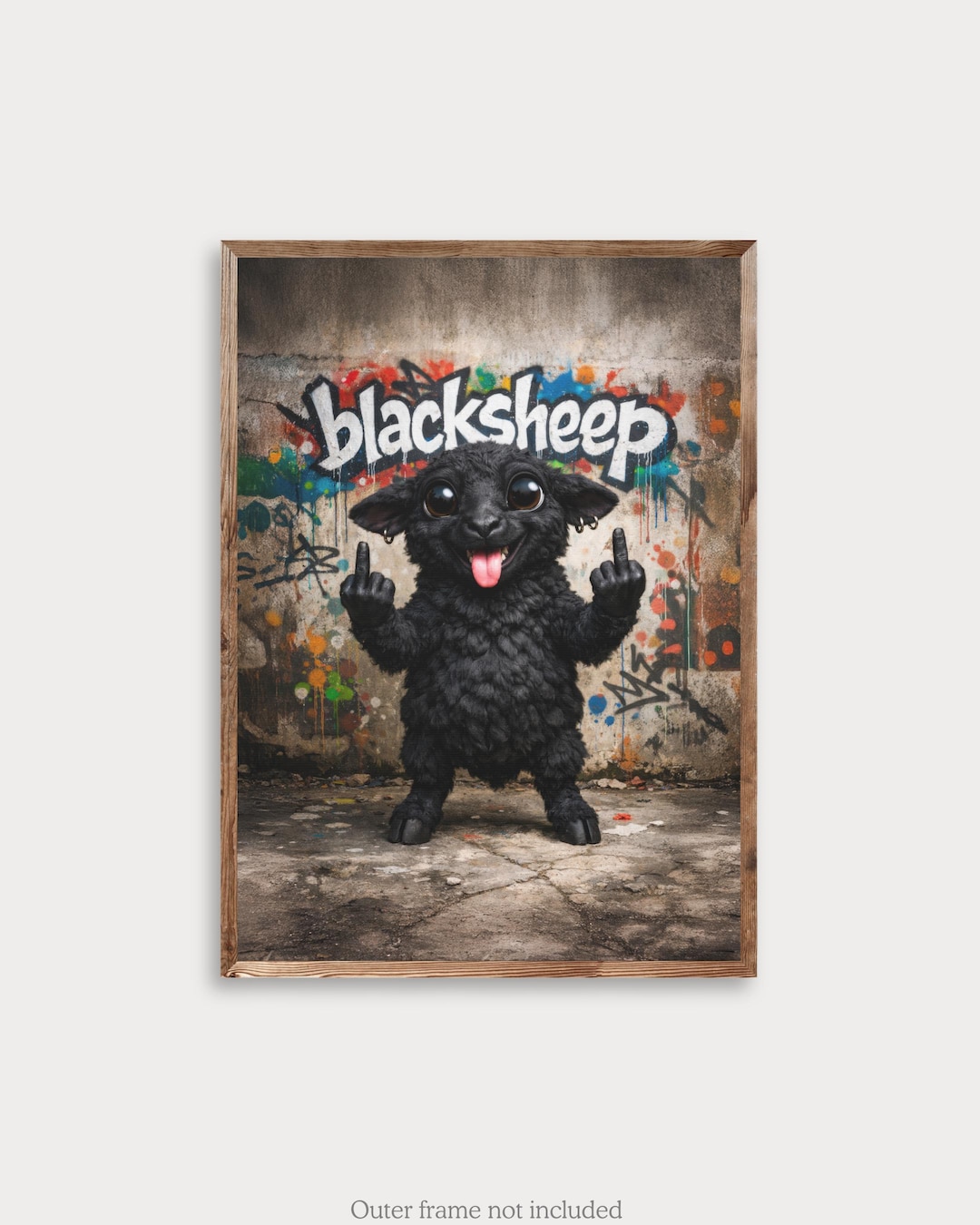 Black Sheep Wall Art Canvas, Rebel Sheep Graffiti Art Print, Anti ...