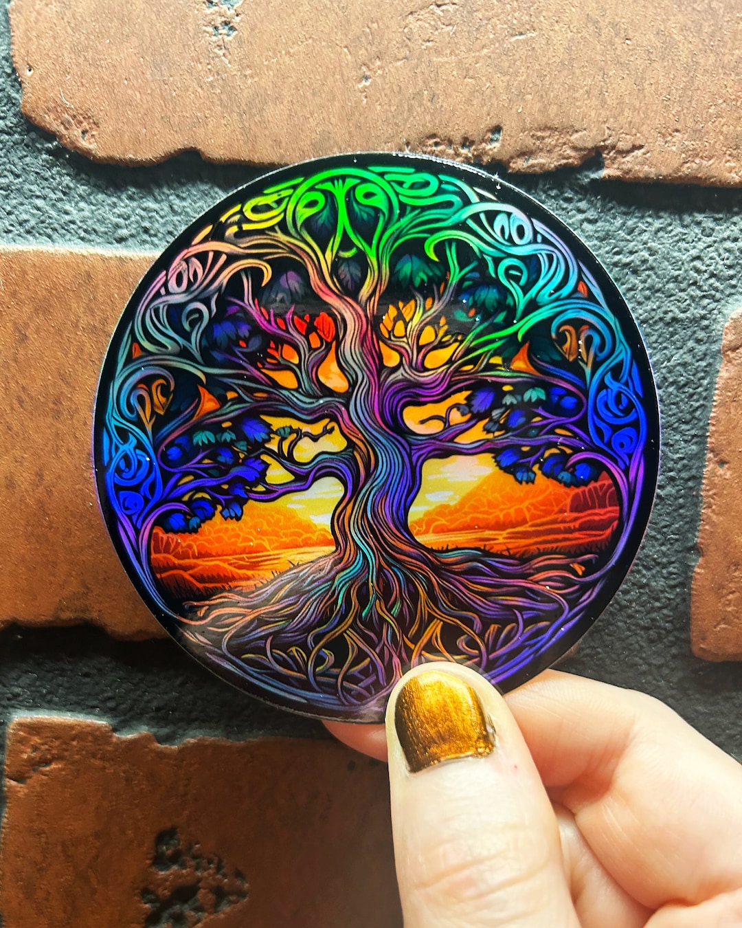 Holographic Tree of Life Sticker, Tree of Life Decal, Psychedelic ...