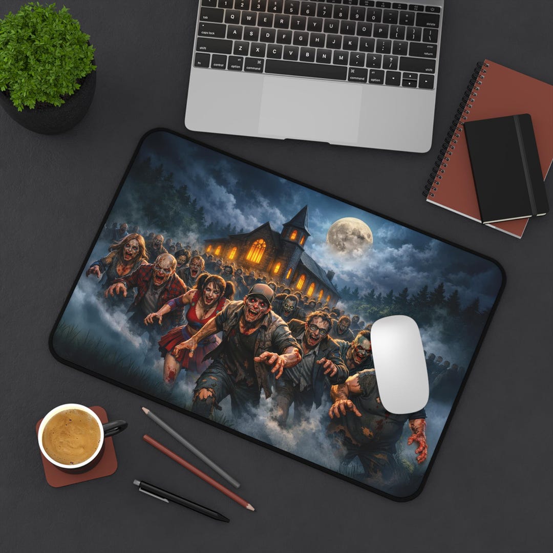 Zombie Church Scene Mousepad, Apocalypse Undead Horror Desk Mat, Undead ...