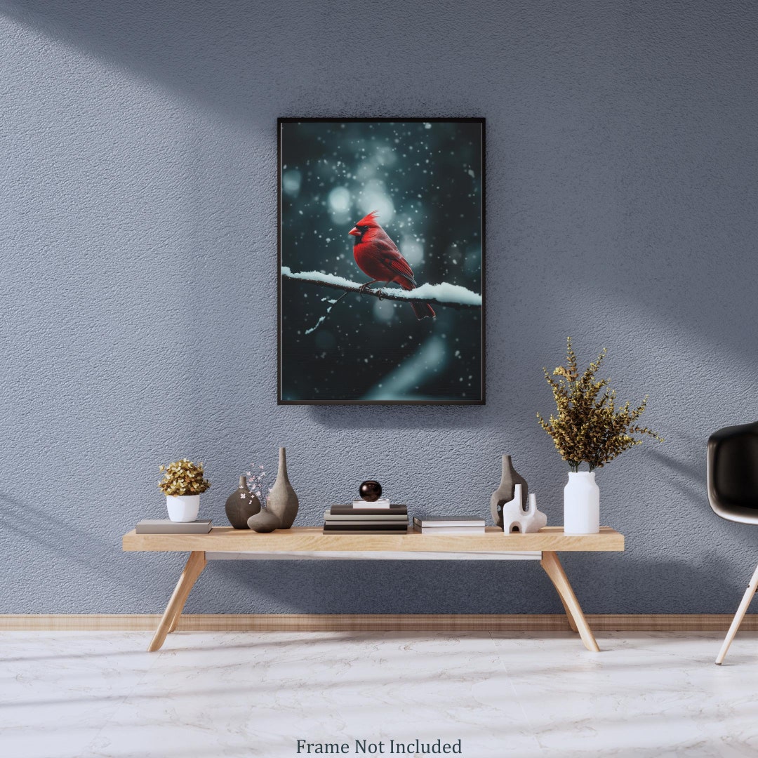 Red Cardinal Canvas Art Print, Northern Cardinal Art for Bird and ...