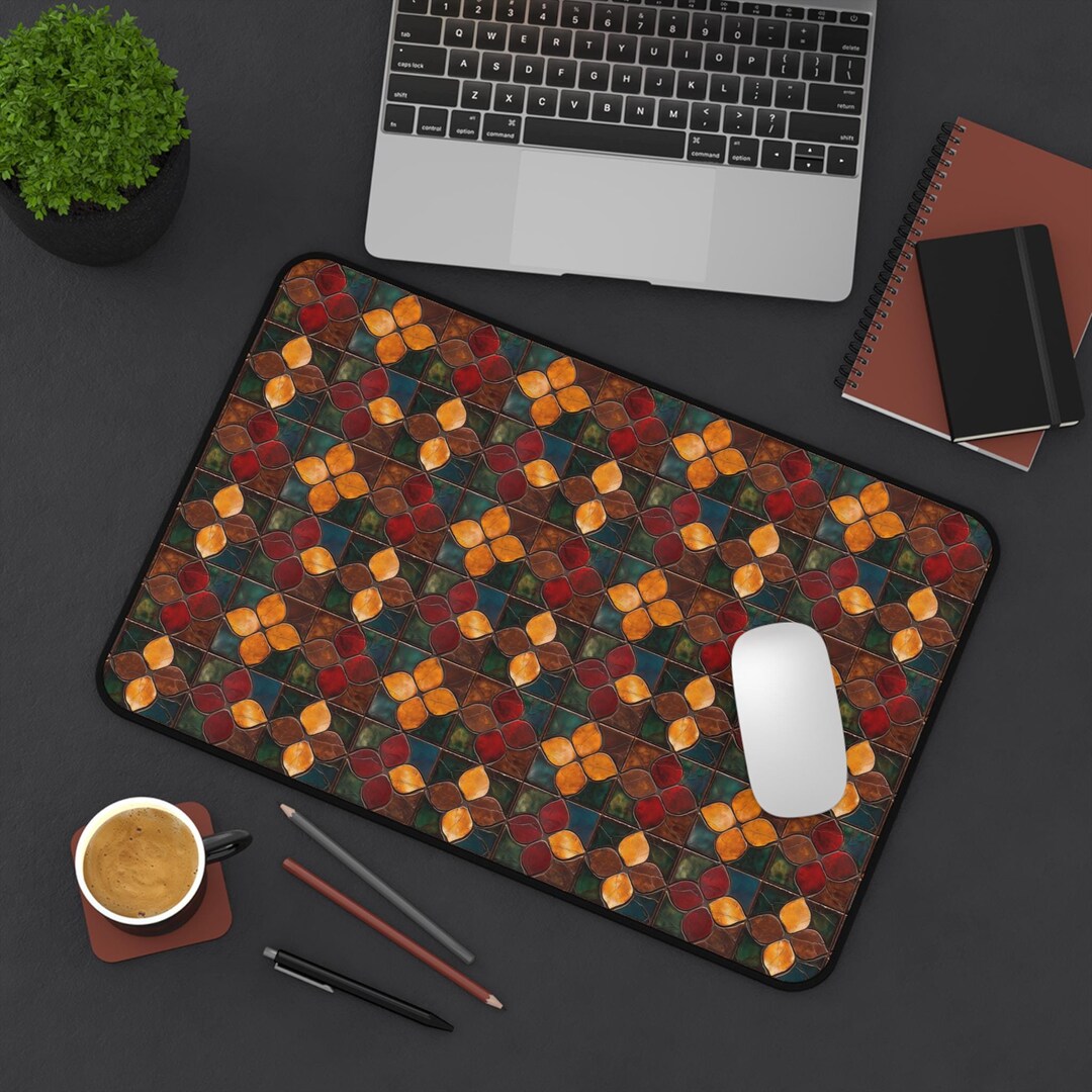 Vintage Tiled Mousepad, Mosaic Mouse Pad, Geometric Pattern Desk Mat ...