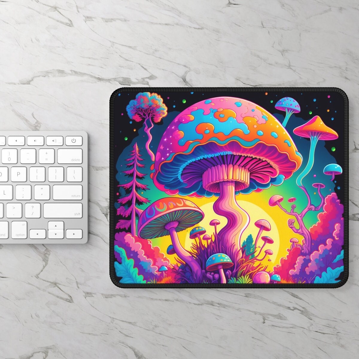 Trippy Psychedelic Gaming Mushroom Mousepad Colorful Neon - Etsy
