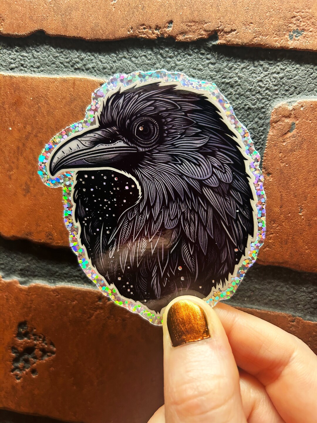 Sparkly Raven Vinyl Sticker for Laptop, Water Bottle, Notebook, Guitar ...