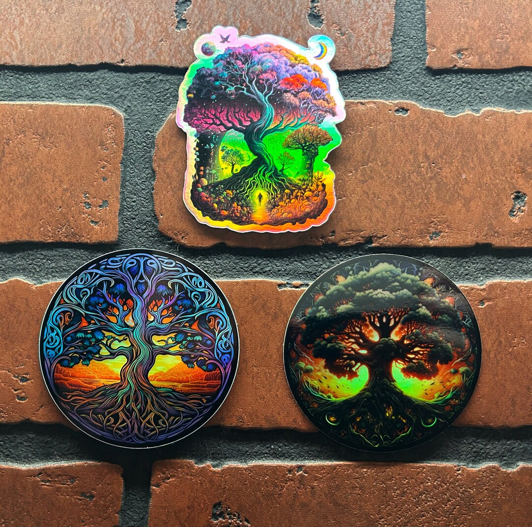 Tree of Life Holographic Vinyl Stickers 3-pack, Holographic Decals ...