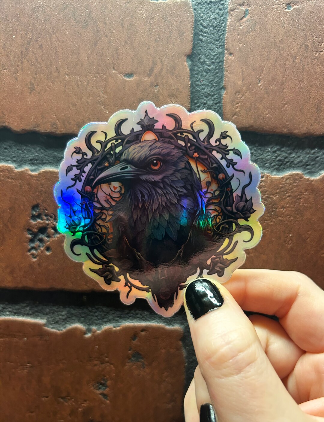 Holographic Rainbow Crow Vinyl Sticker, Laptop, Water Bottle, Notebook ...