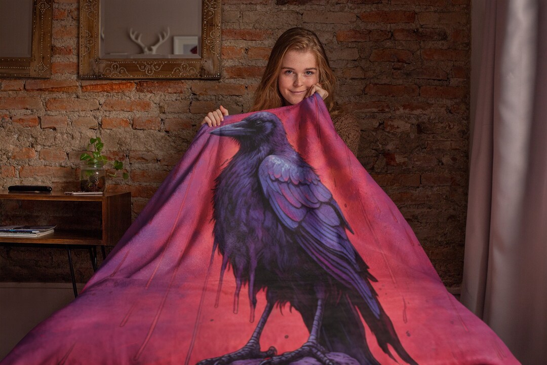 Raven Blanket Dark Cottagecore Black Crow Halloween Lover - Etsy