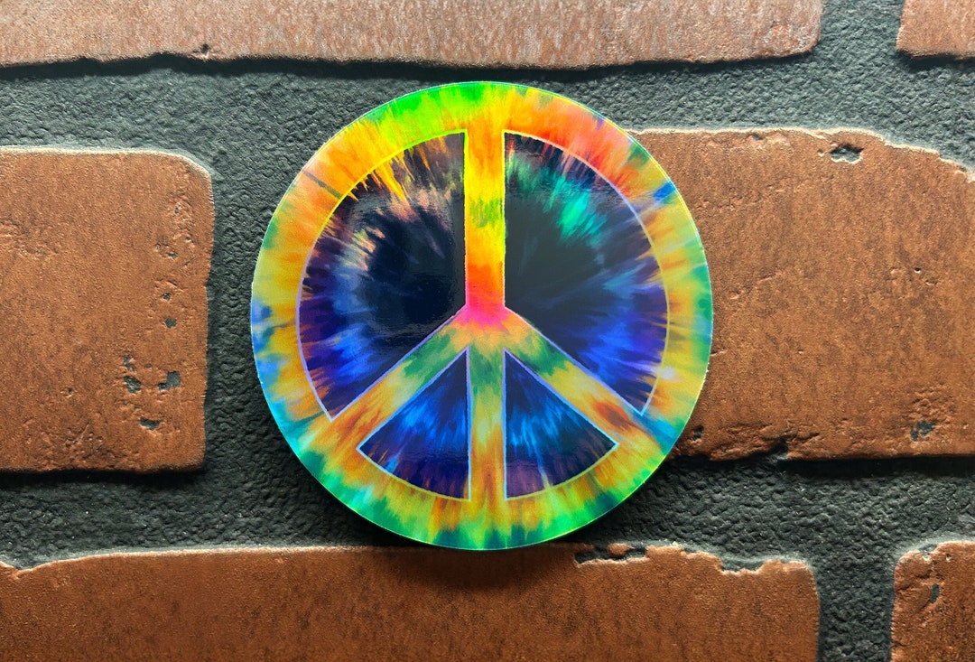 Holographic Tie-dye Peace Symbol Vinyl Sticker - Etsy