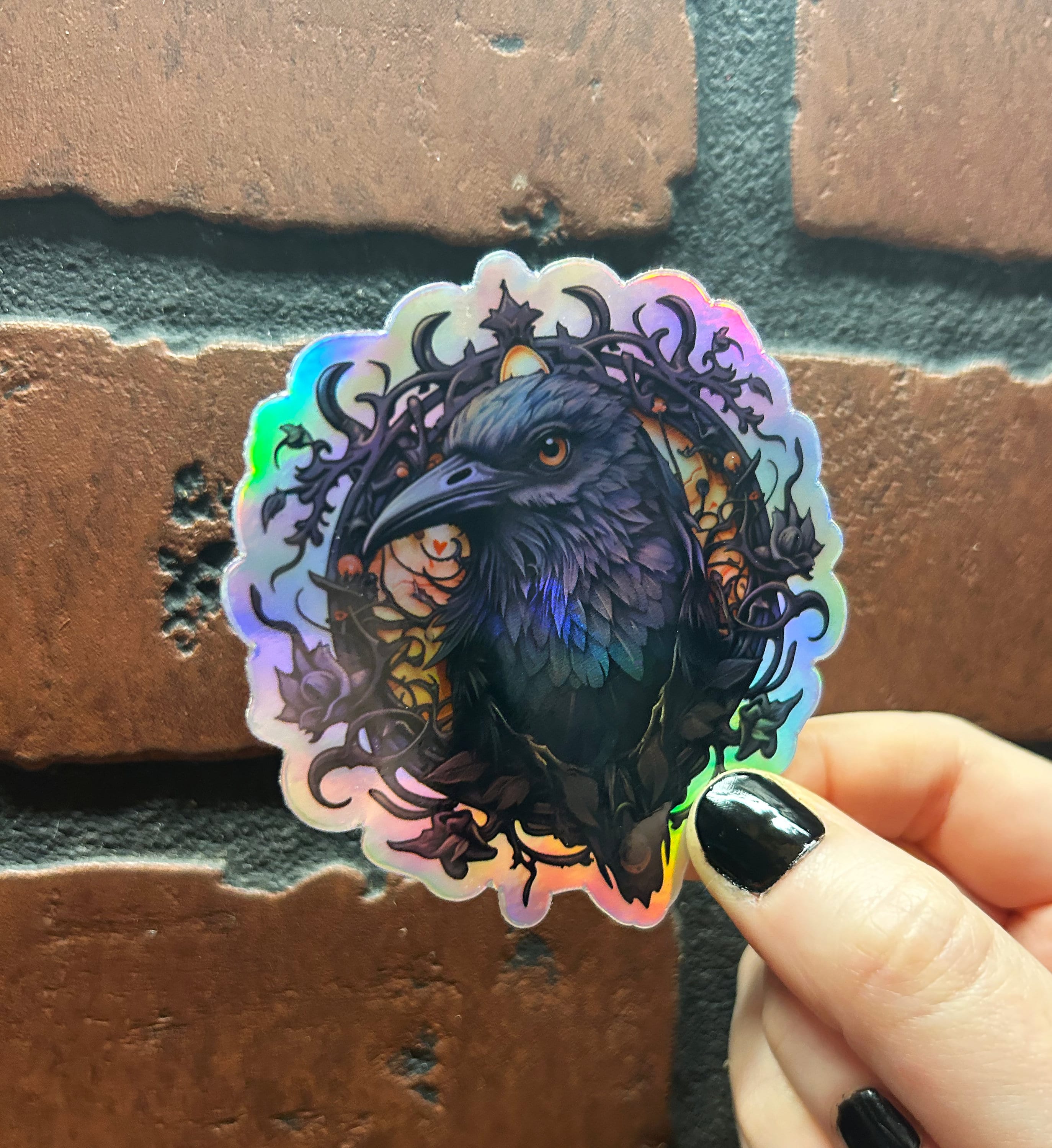 Holographic Rainbow Crow Vinyl Sticker, Laptop, Water Bottle, Notebook ...