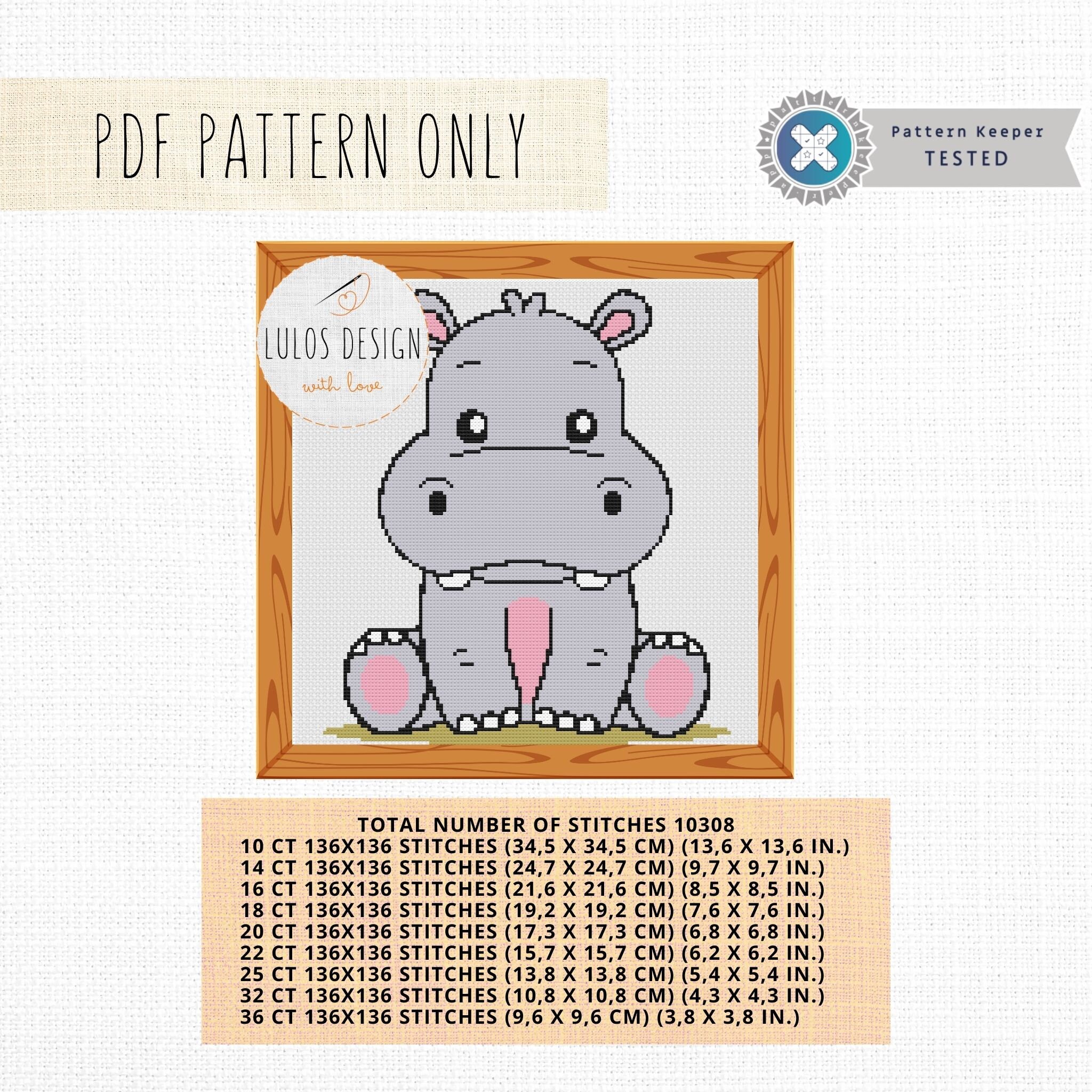 Hippopotamus Cross Stitch Pattern - Etsy