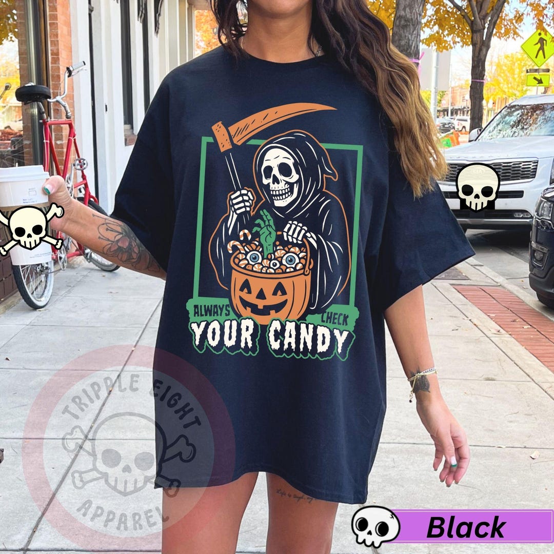 Always Check Your Candy Grim Reaper Halloween, Trendy Vintage Halloween ...