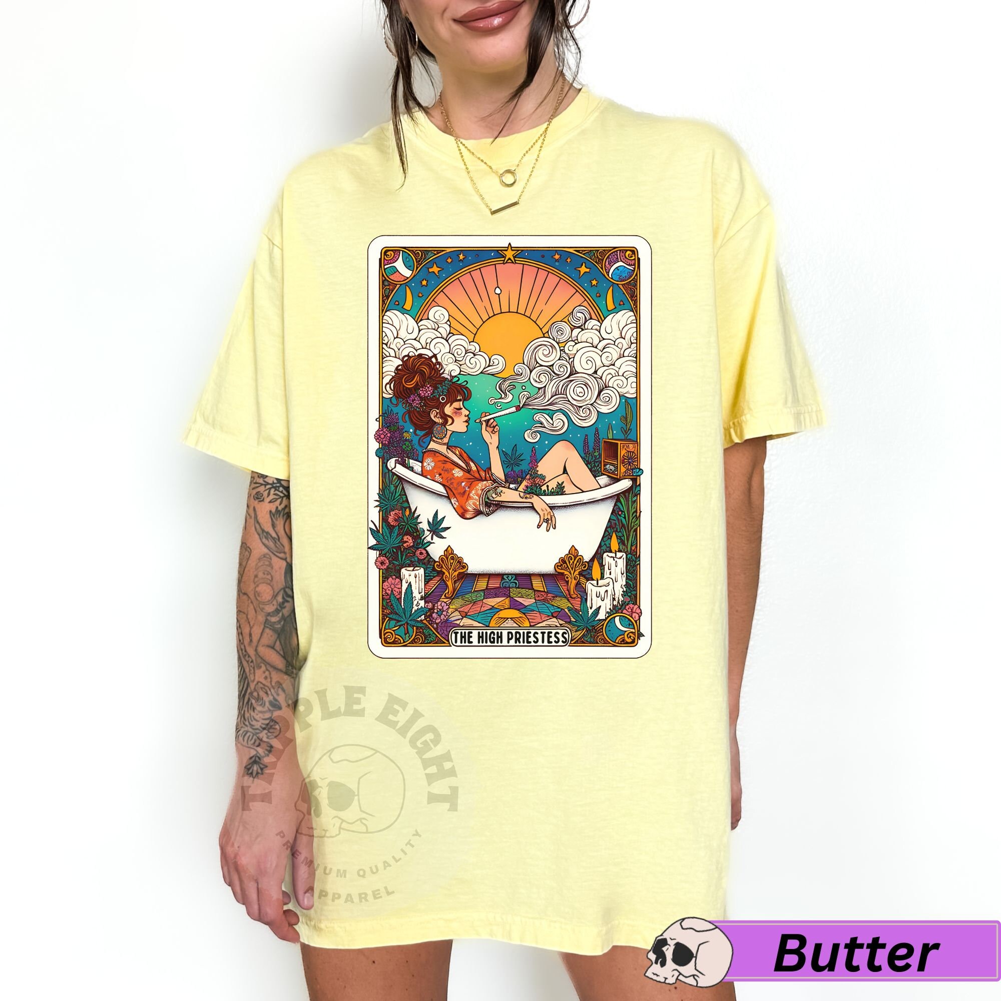 The High Priestess Tarot Card Tshirt, Funny 420 Cannabis Tshirt, Witchy ...