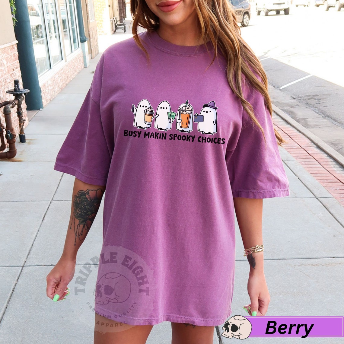 Busy Makin Spooky Choices, Cute Ghost Shirt, Womens Ghost Shirt, Spooky ...