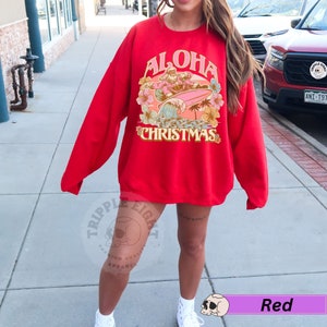 Aloha Christmas Shirt, Retro Vintage Santa Sweatshirt, Surfing Santa ...
