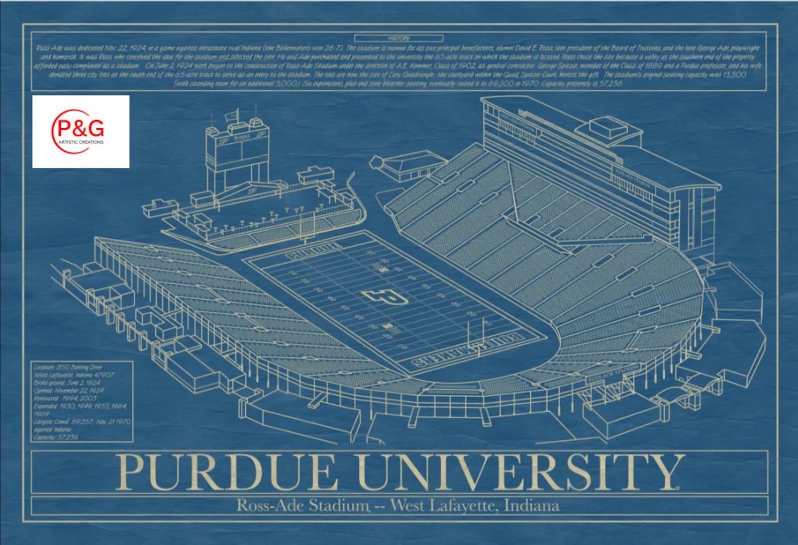 Purdue University- Ross Ade Stadium-wall Art-prints [digital] - Etsy