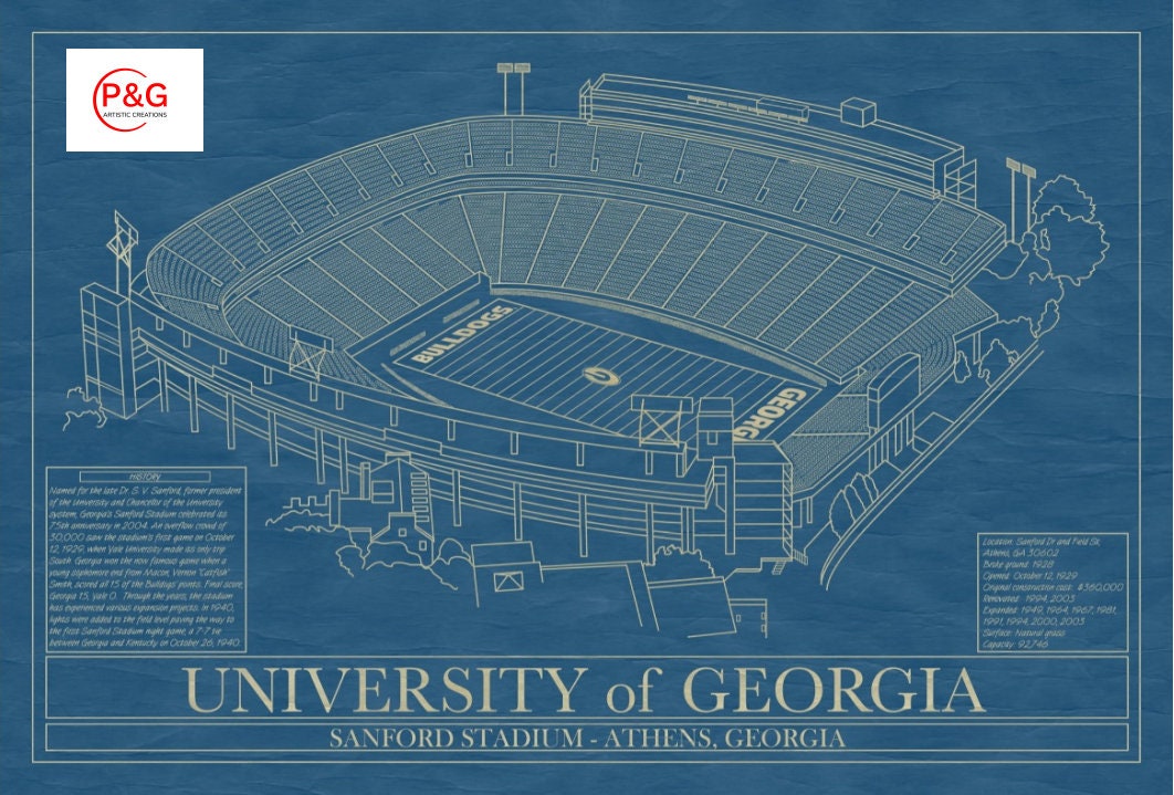 University of Georgia Sanford Stadium-wall Art-print digital - Etsy