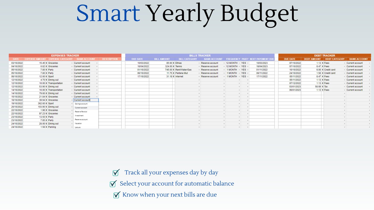 Yearly Budget Spreadsheet for Google Sheets, Budget Planner, Budget ...
