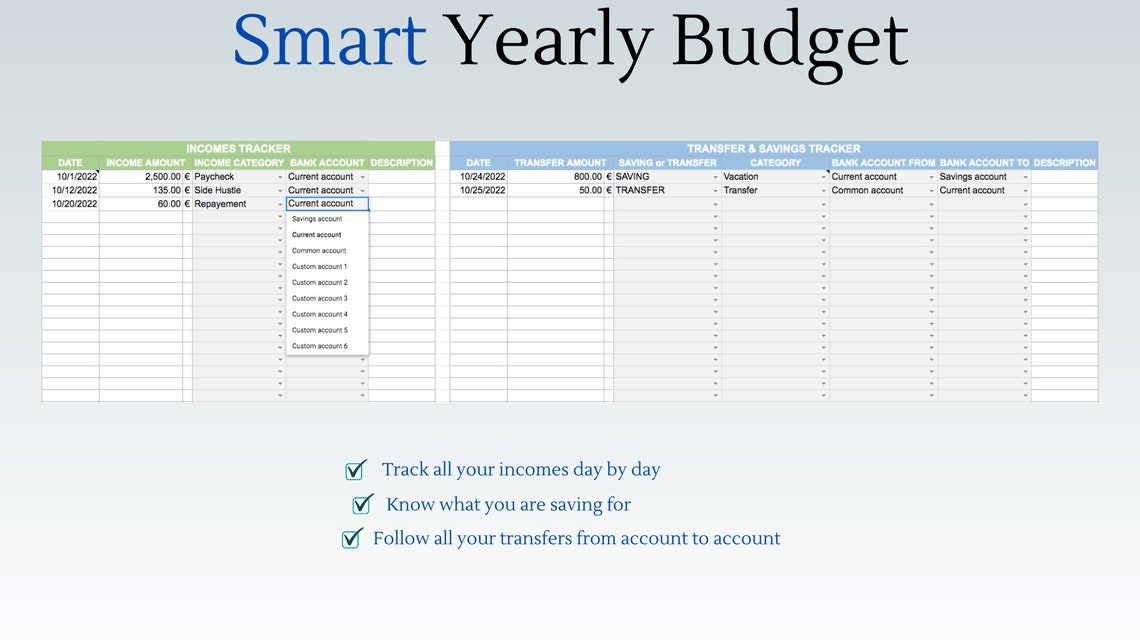 Yearly Budget Spreadsheet for Google Sheets, Budget Planner, Budget ...