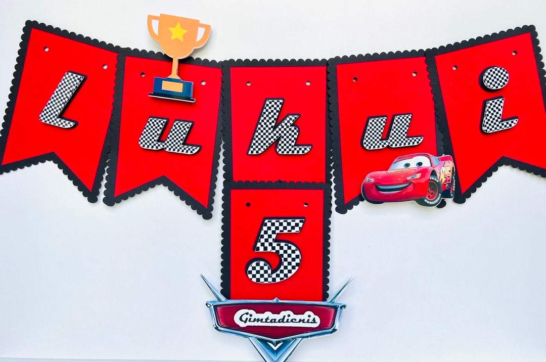 Cars Birthday Party Decorations. Cars Theme Banner, Cars 3D Number ...