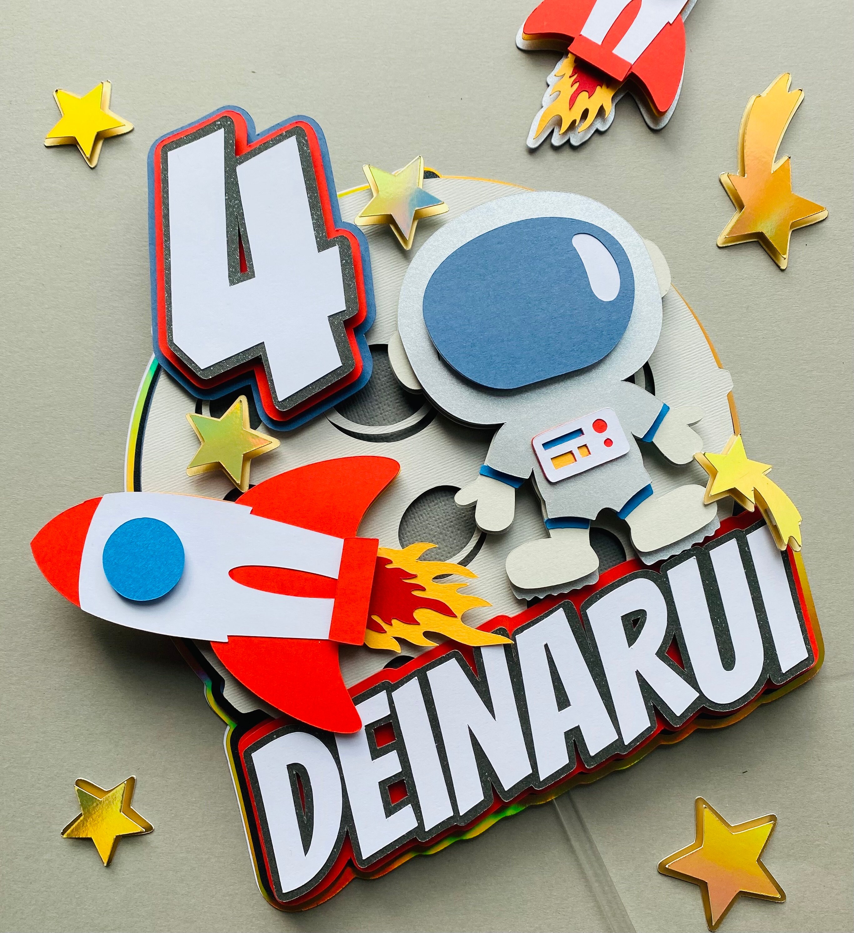 Space Birthday Party Decorations. Space Theme Cake Topper, Banner, 3D ...
