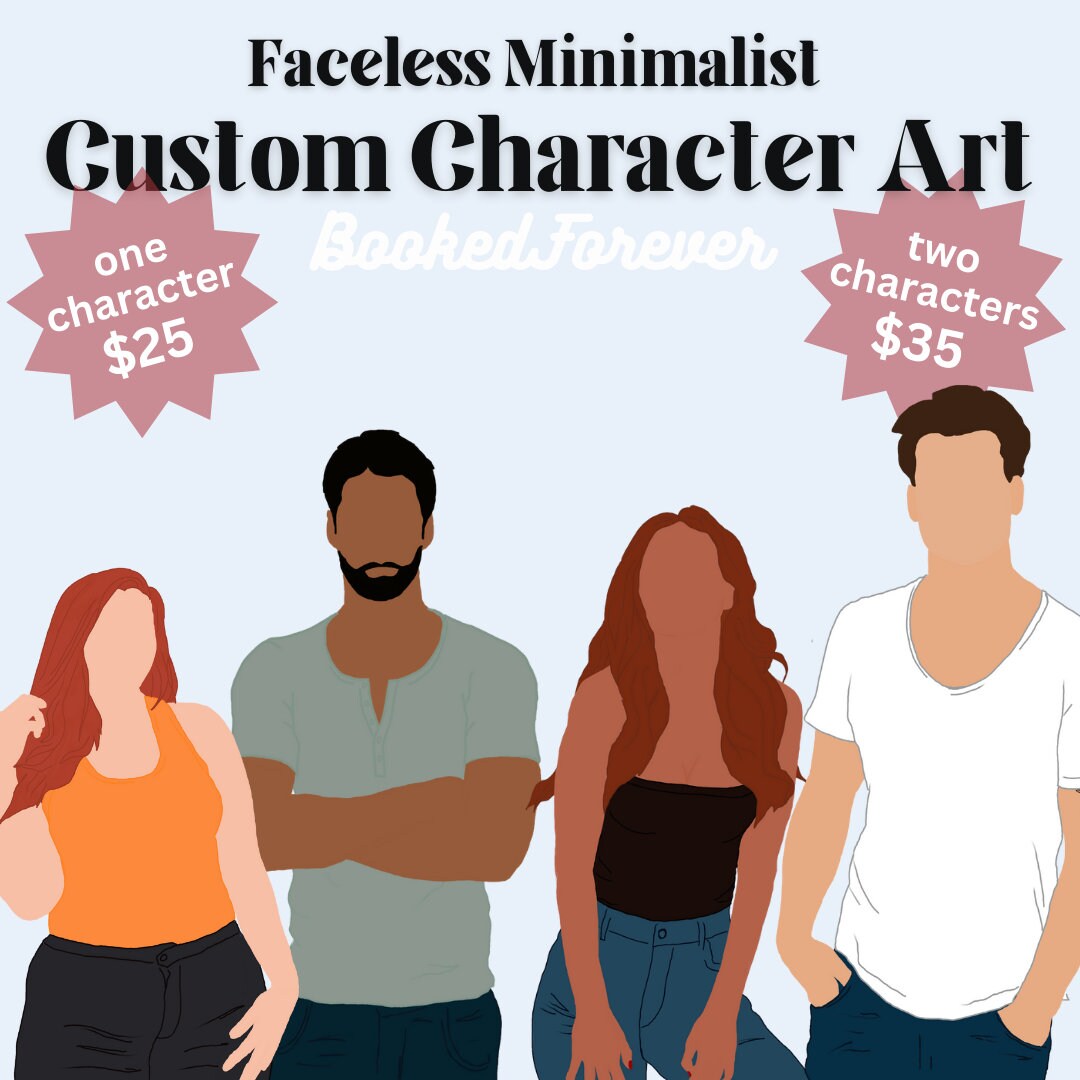 Custom Minimalist Character Art for Authors 2 Characters - Etsy