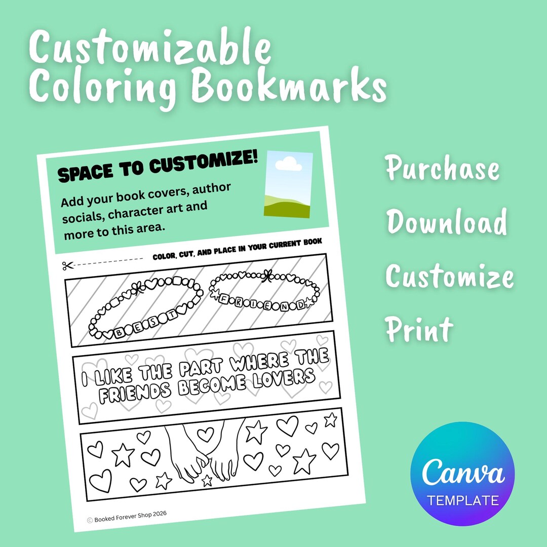 Customizable Printable Coloring Bookmarks - Etsy