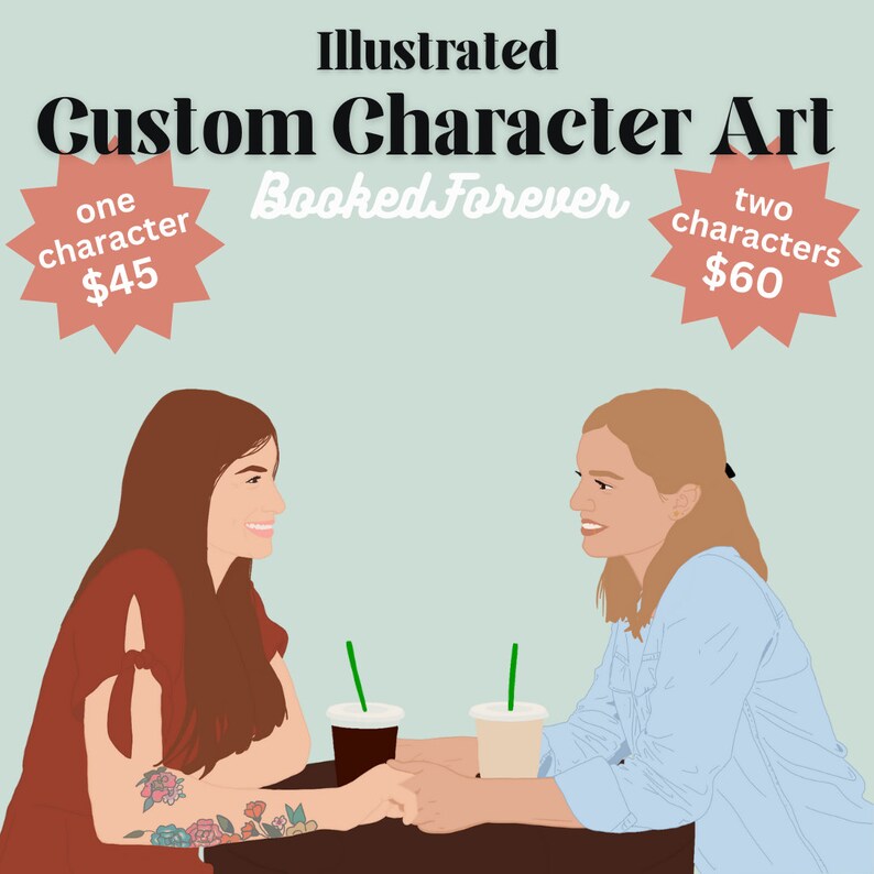 Custom Illustrated Character Art for Authors 2 Characters - Etsy