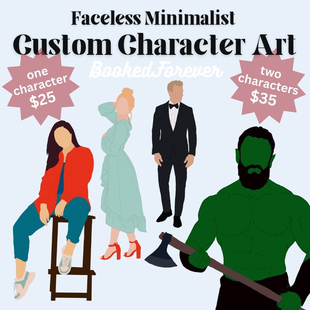 Custom Minimalist Character Art for Authors 2 Characters - Etsy