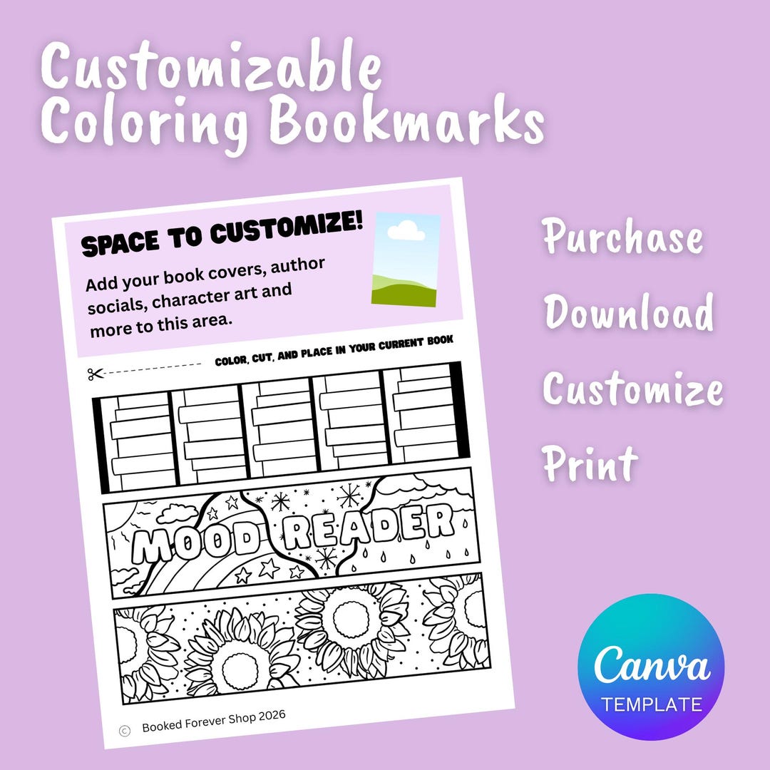 Customizable Printable Coloring Bookmarks - Etsy