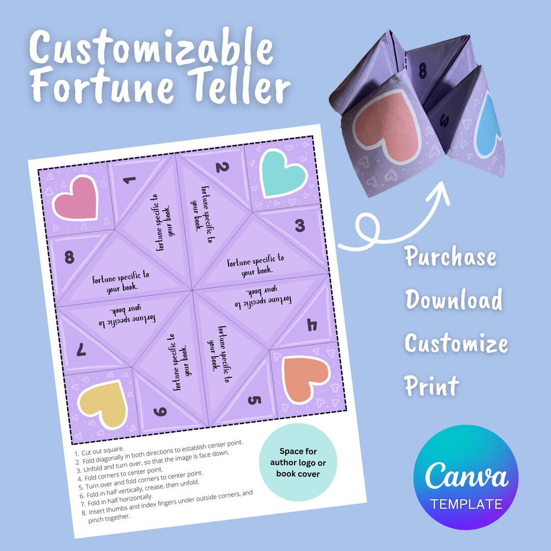 Customizable Fortune Teller, Hearts Design - Etsy