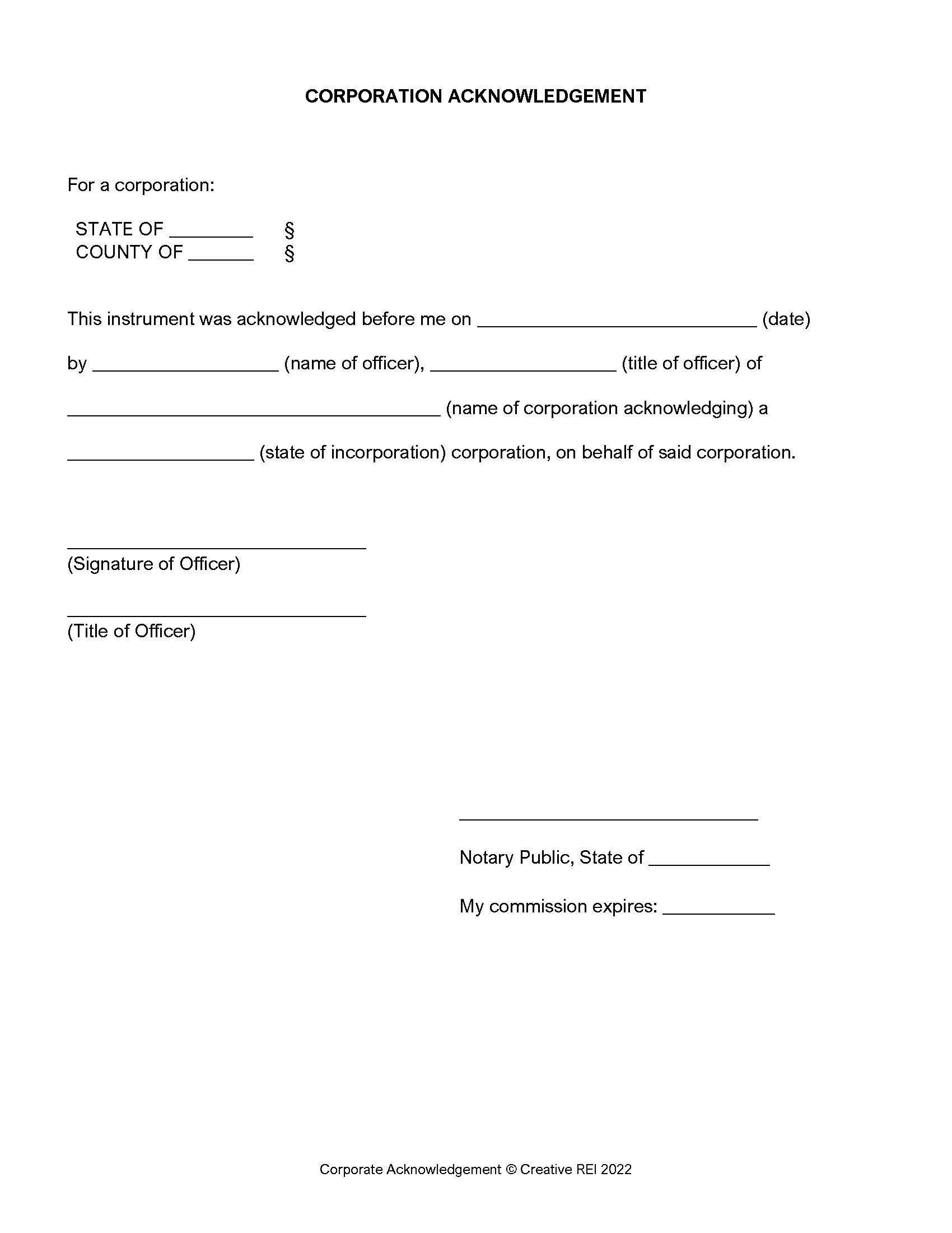 Corporate Acknowledgement for Real Estate & Other Legal, ALL STATES - Etsy