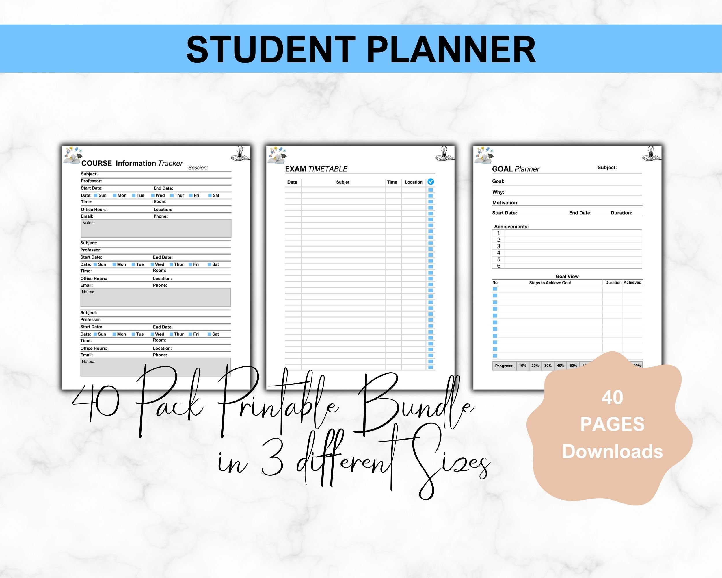 The Student Planner, Printable Planner, Printable Student Planner ...
