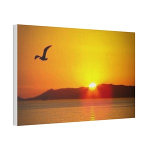 Lake Sunset Painting on Canvas, Canvas Print, Ready to Hang Gallery ...