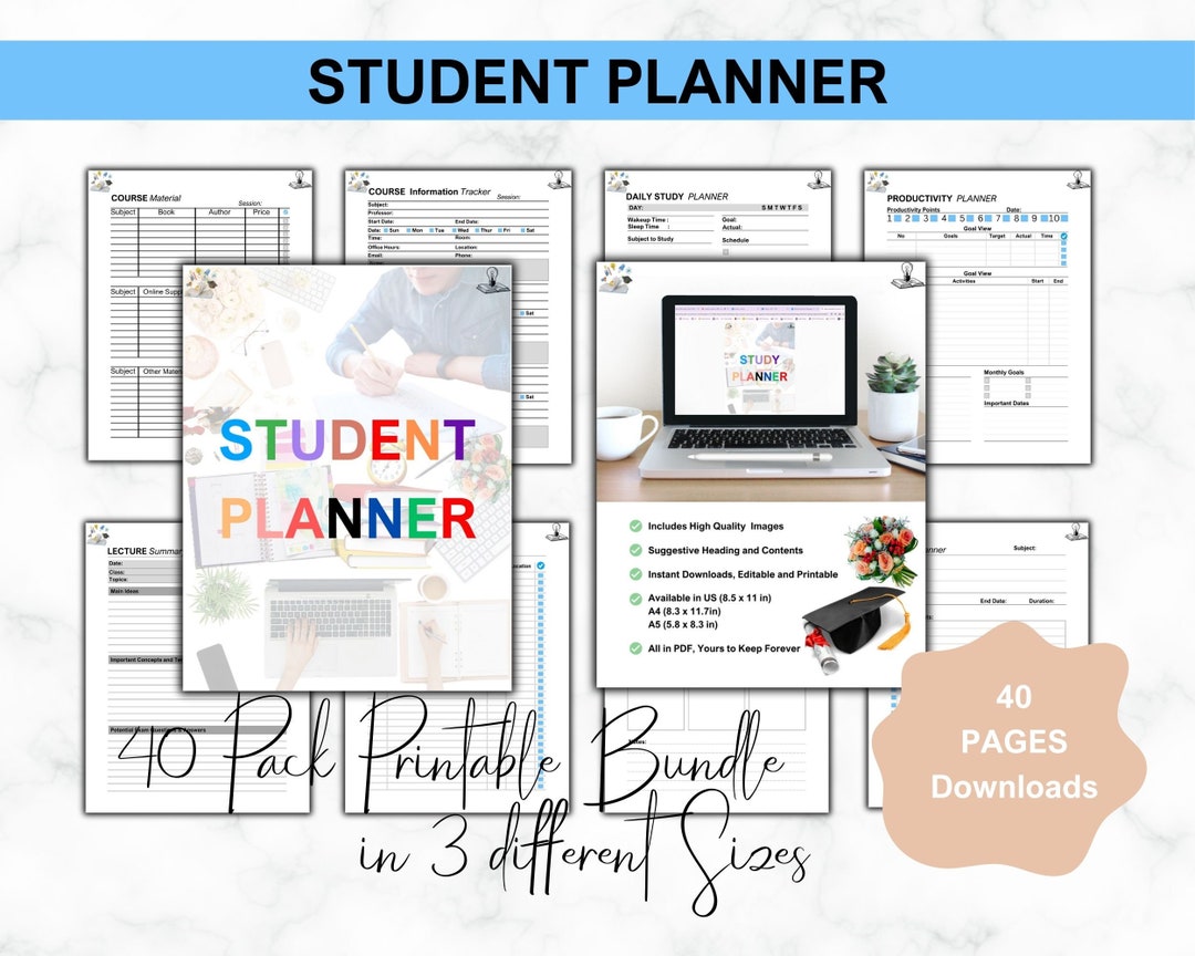 The Student Planner, Printable Planner, Printable Student Planner ...