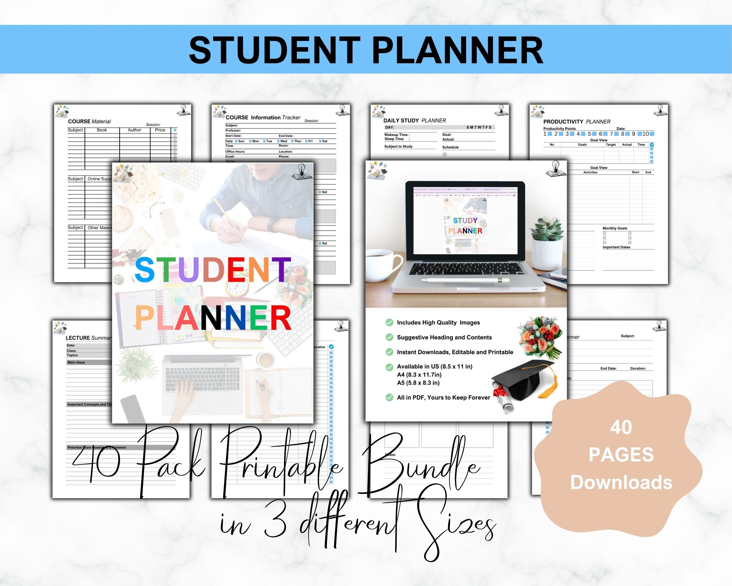 The Student Planner, Printable Planner, Printable Student Planner ...