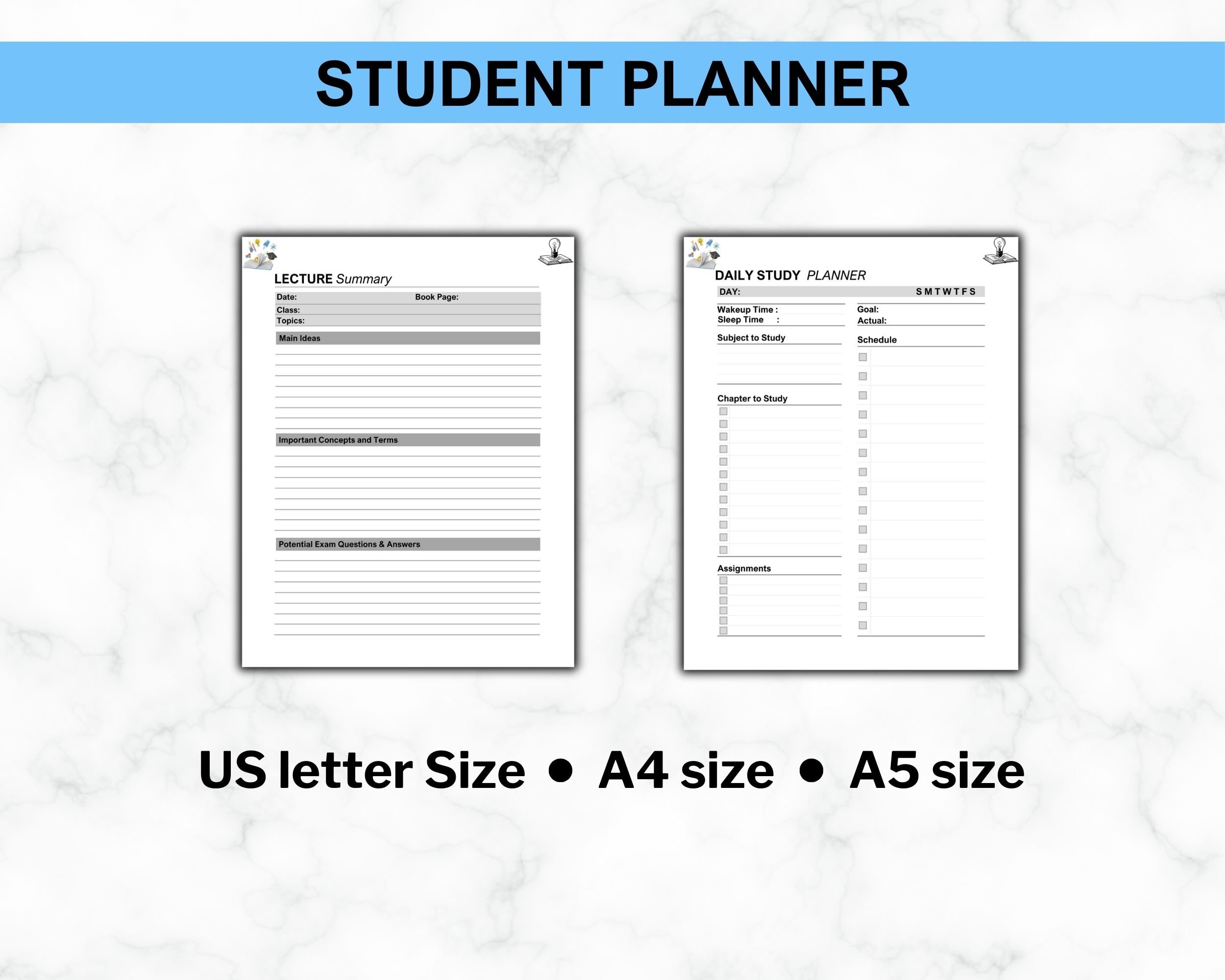 The Student Planner, Printable Planner, Printable Student Planner ...