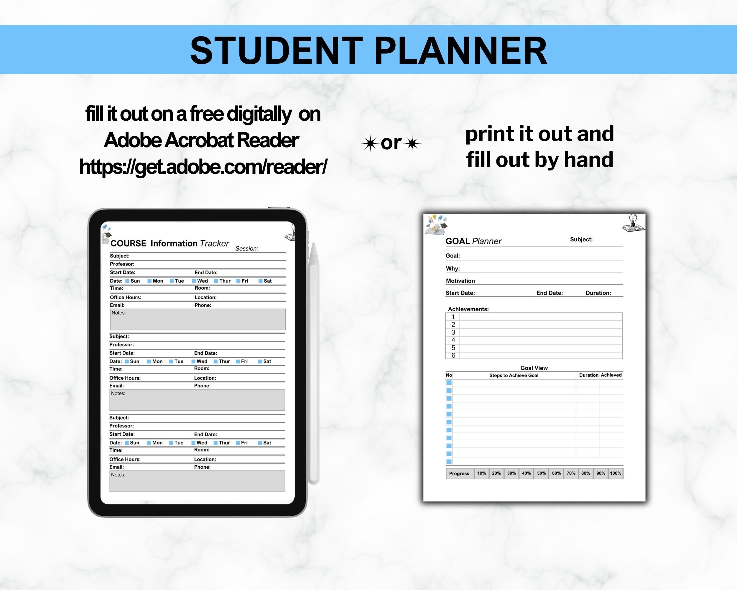 The Student Planner, Printable Planner, Printable Student Planner ...