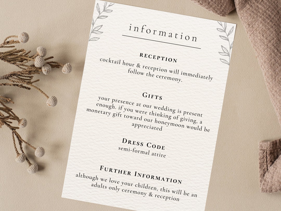 Simple Wedding Information Design Template | Modern Wedding Invitation ...