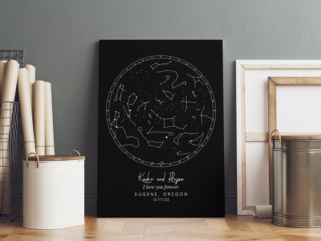 When We Met Constellation Map, Star Map Canvas, Custom Astronomy Map ...