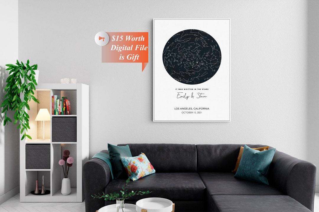 Anniversary Gift for Spouse, Star Chart Map Canvas, First Month Gift ...