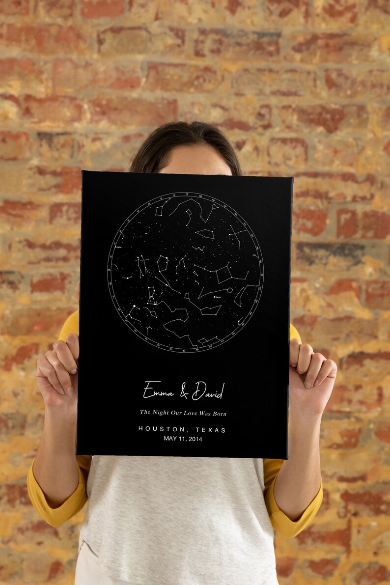 When We Met Constellation Map, Star Map Canvas, Custom Astronomy Map ...
