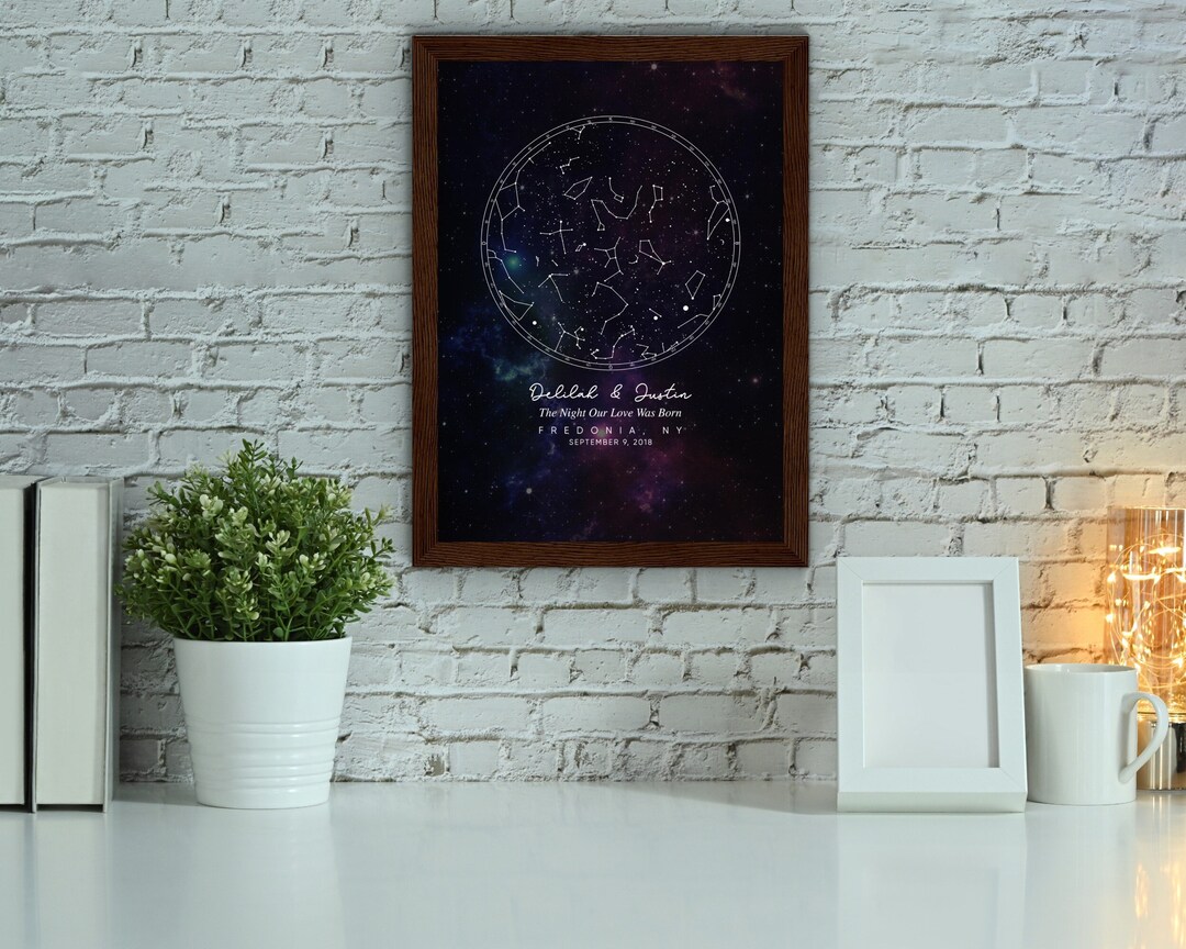 Custom Star Chart by Date Framed Wall Art, Gift for Special Day ...