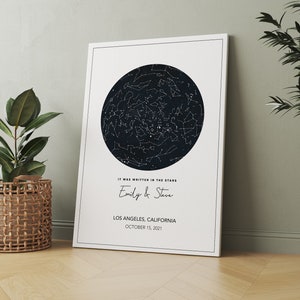 Romantic Gift for Her, Him, Star Chart Map Canvas, Anniversary Gift for ...