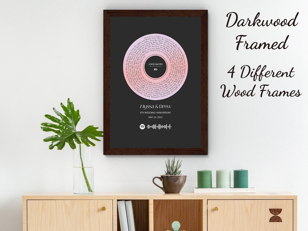 First Dance Song Lyrics Framed Poster, Custom Wedding Anniversary Gift ...