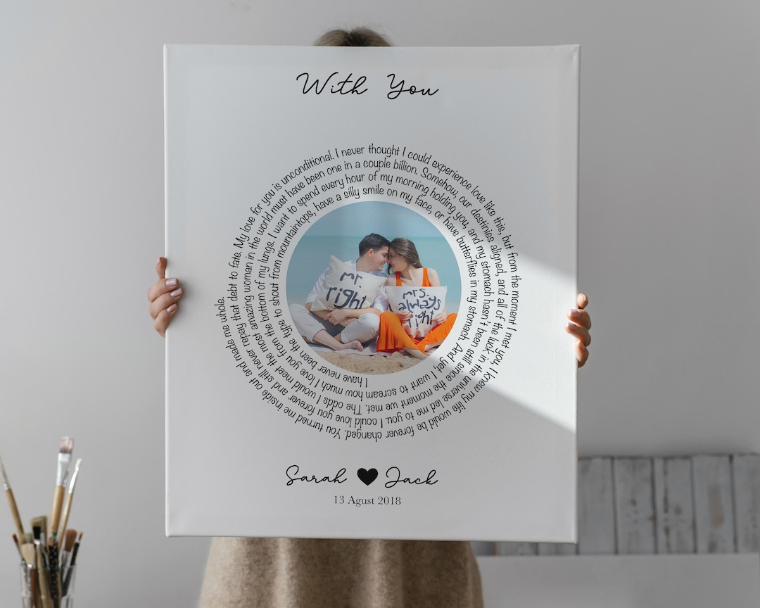 Custom Photo & Love Letter Canvas, Poem, Song Lyric Canvas ...