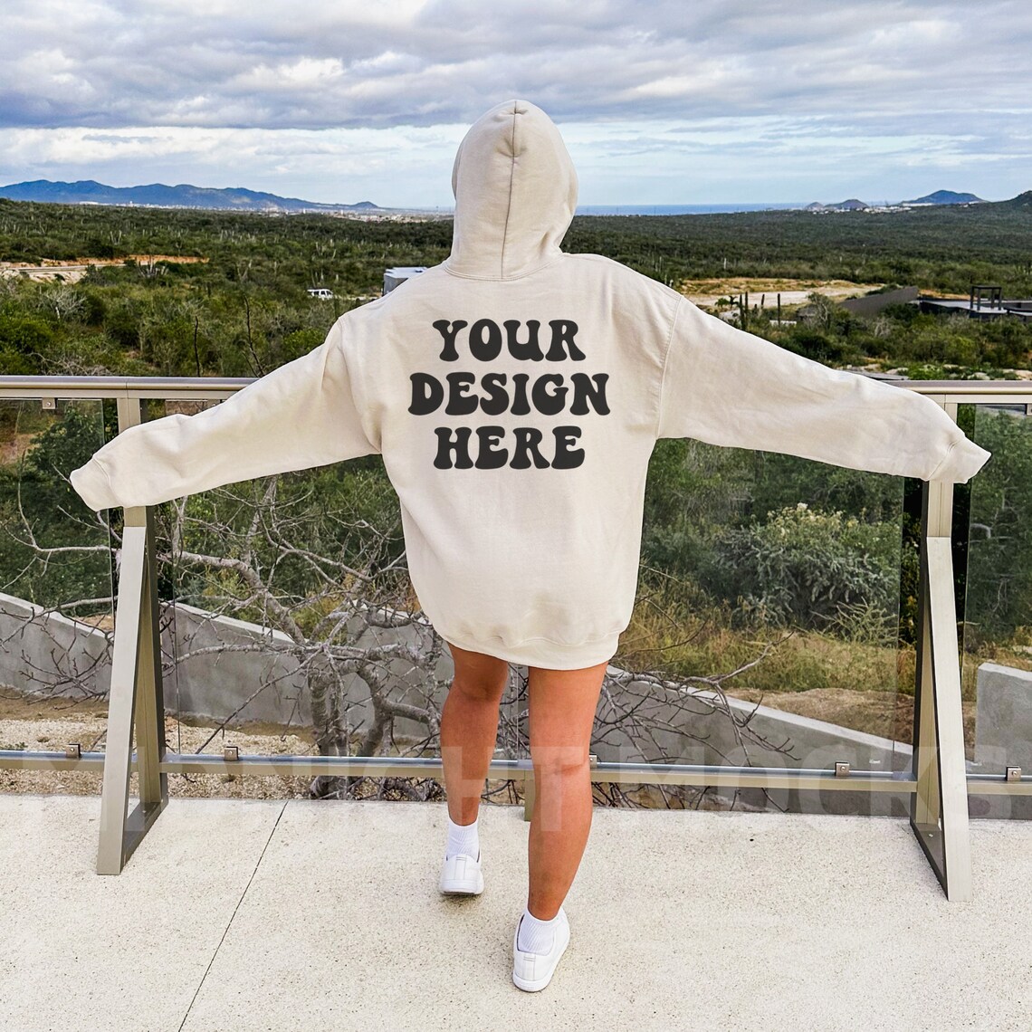 Gildan 18500 Sand Hoodie Mockup, Back of Hoodie Mockup, Oversized Sand ...